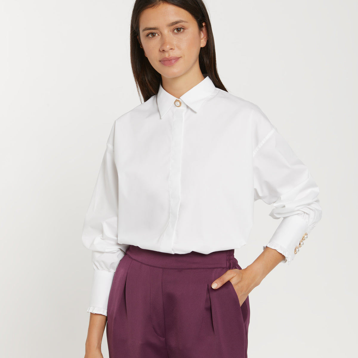 Shirt with frill at cuffs – Sacoor Brothers Malaysia