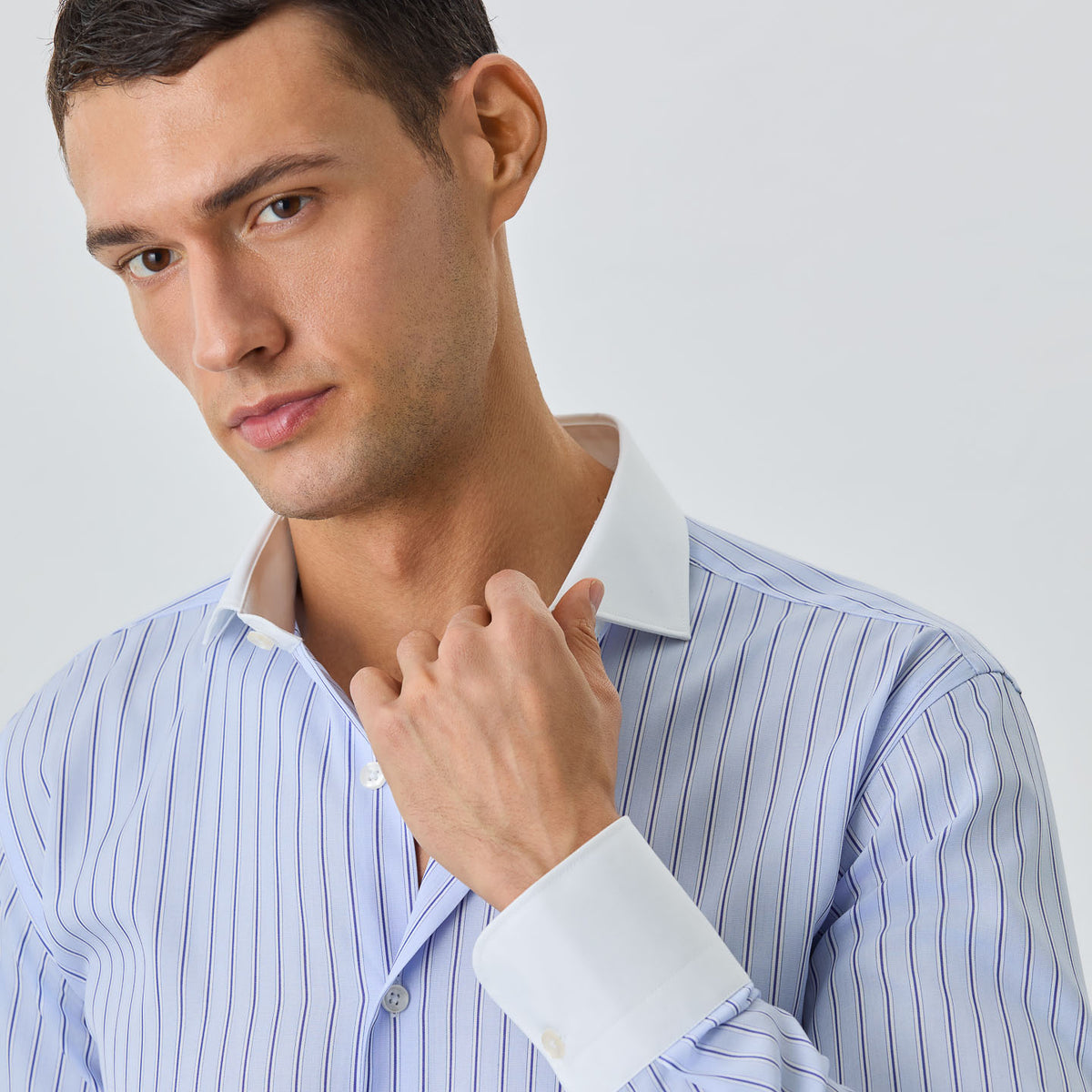 Slim Fit Shirt With Dublin Collar In Cotton With Stripes – Sacoor ...