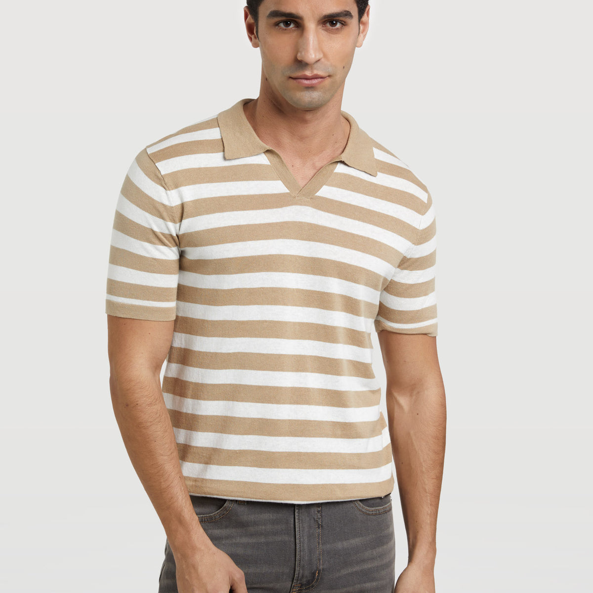 Short Sleeve Polo Sweater With Stripes – Sacoor Brothers Malaysia
