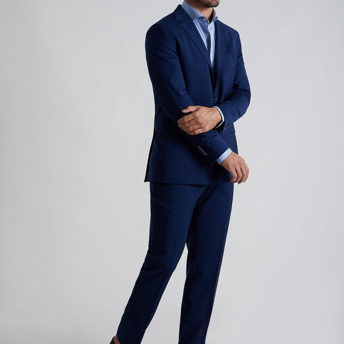 Slim fit comfort wool elastane suit half canvas construction Anti-crea ...
