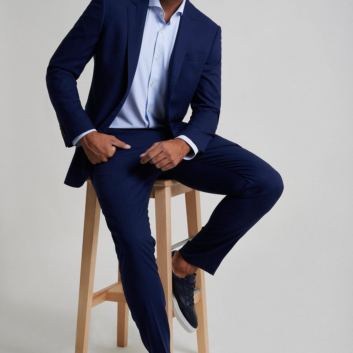 Slim fit 100% refined wool suit half canvas construction – Sacoor ...