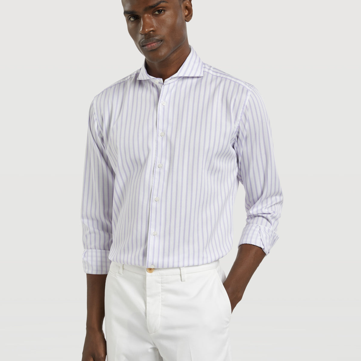 Slim fit new formal pastel striped shirt – Sacoor Brothers Malaysia