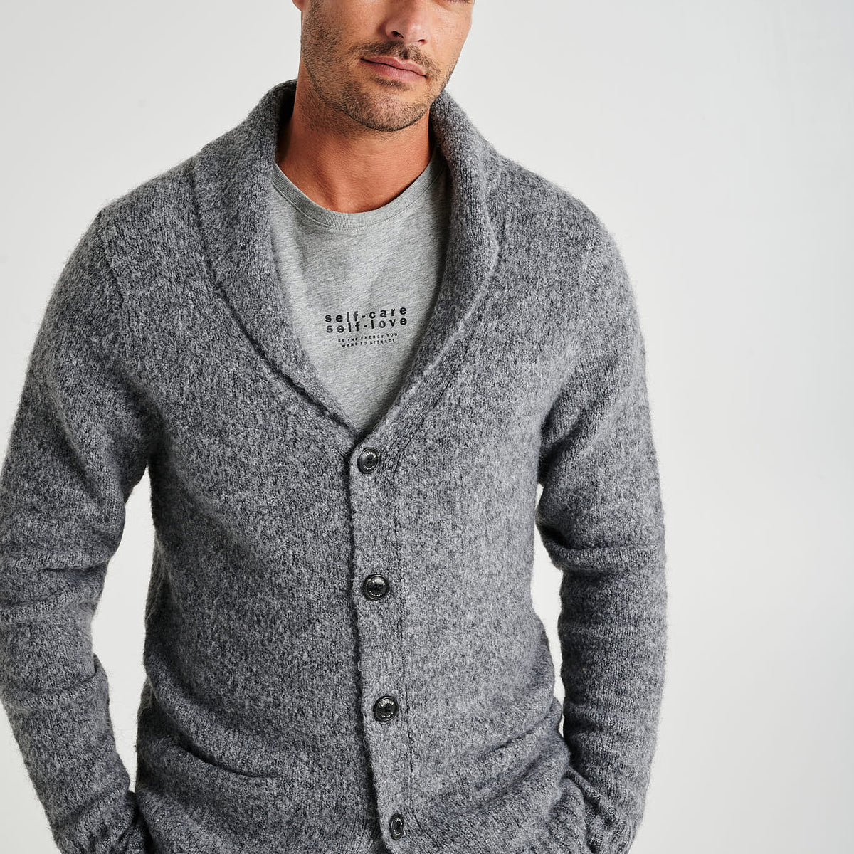 Men's shawl collar cardigan – Sacoor Brothers Malaysia