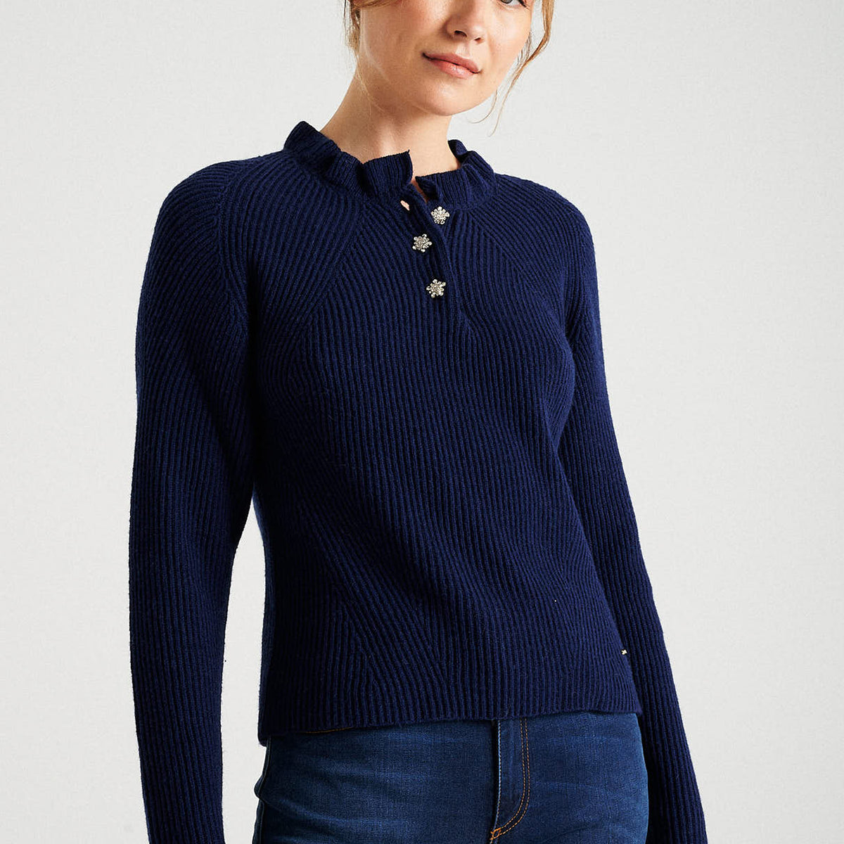 Frill neckline with button front detail – Sacoor Brothers Malaysia