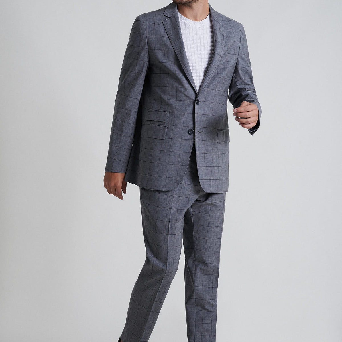 Slim fit comfort wool elastane suit half canvas construction Anti-crea ...