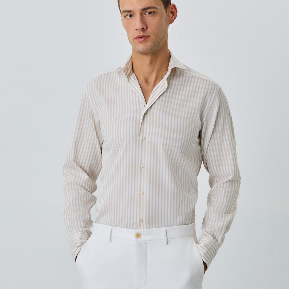 Slim Fit Shirt With Bristol Collar In Cotton With Stripes – Sacoor ...