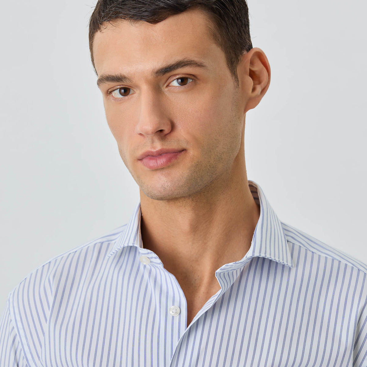 Slim Fit Shirt With Dublin Collar In Cotton Blend With Stripes – Sacoor ...