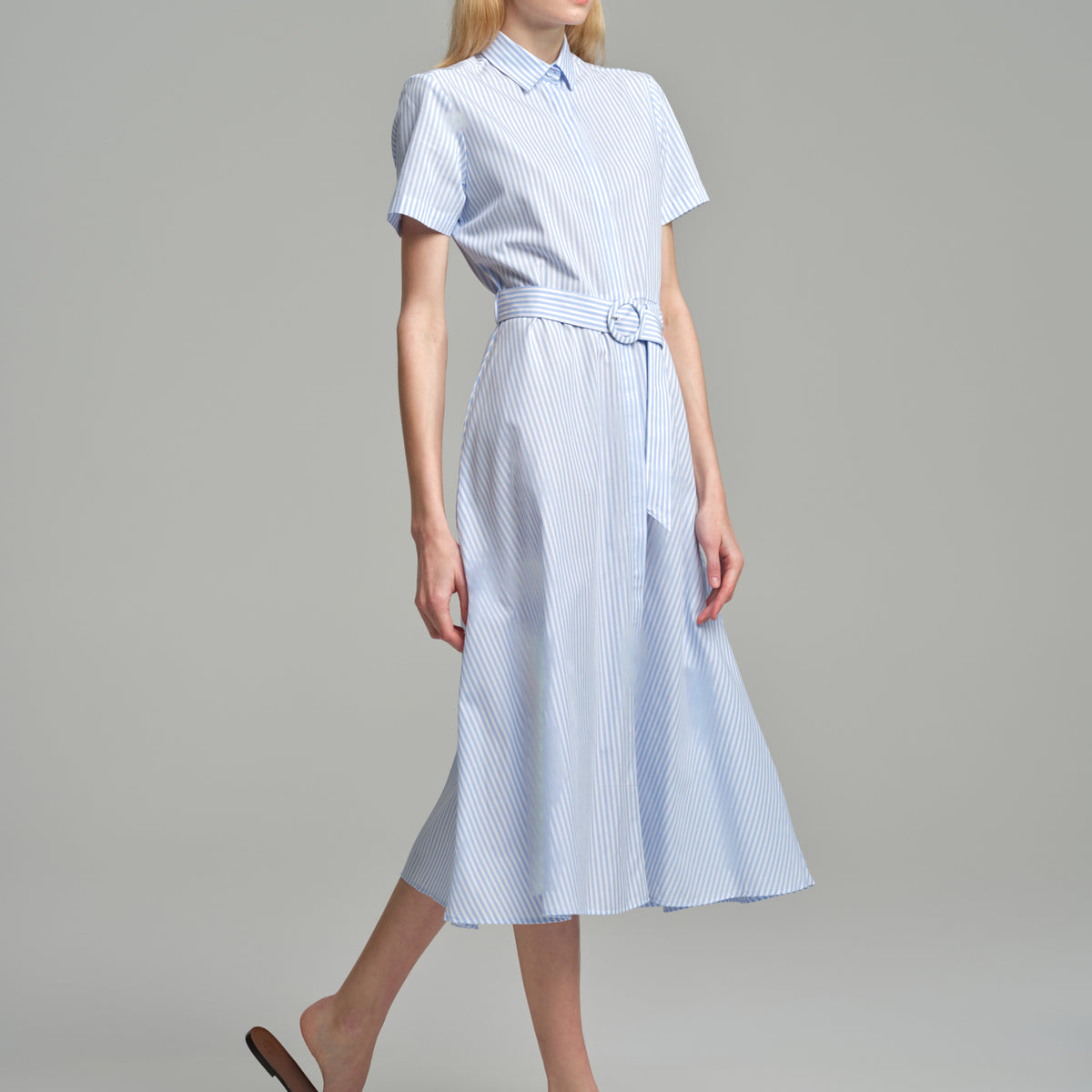 Classic belted shirt dress with stripes – Sacoor Brothers Malaysia
