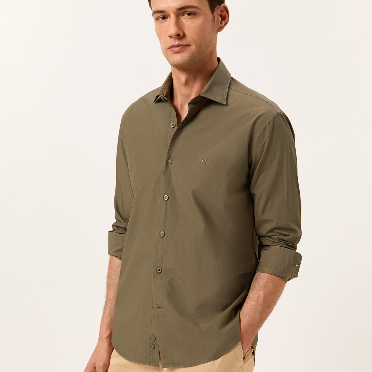 Regular Fit Garment Dye Poplin Open Shirt in Comfort Cotton – Sacoor ...