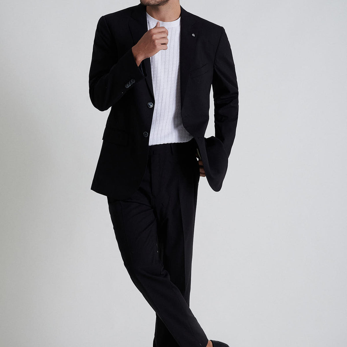 Slim fit comfort wool elastane suit half canvas construction Anti-crea ...