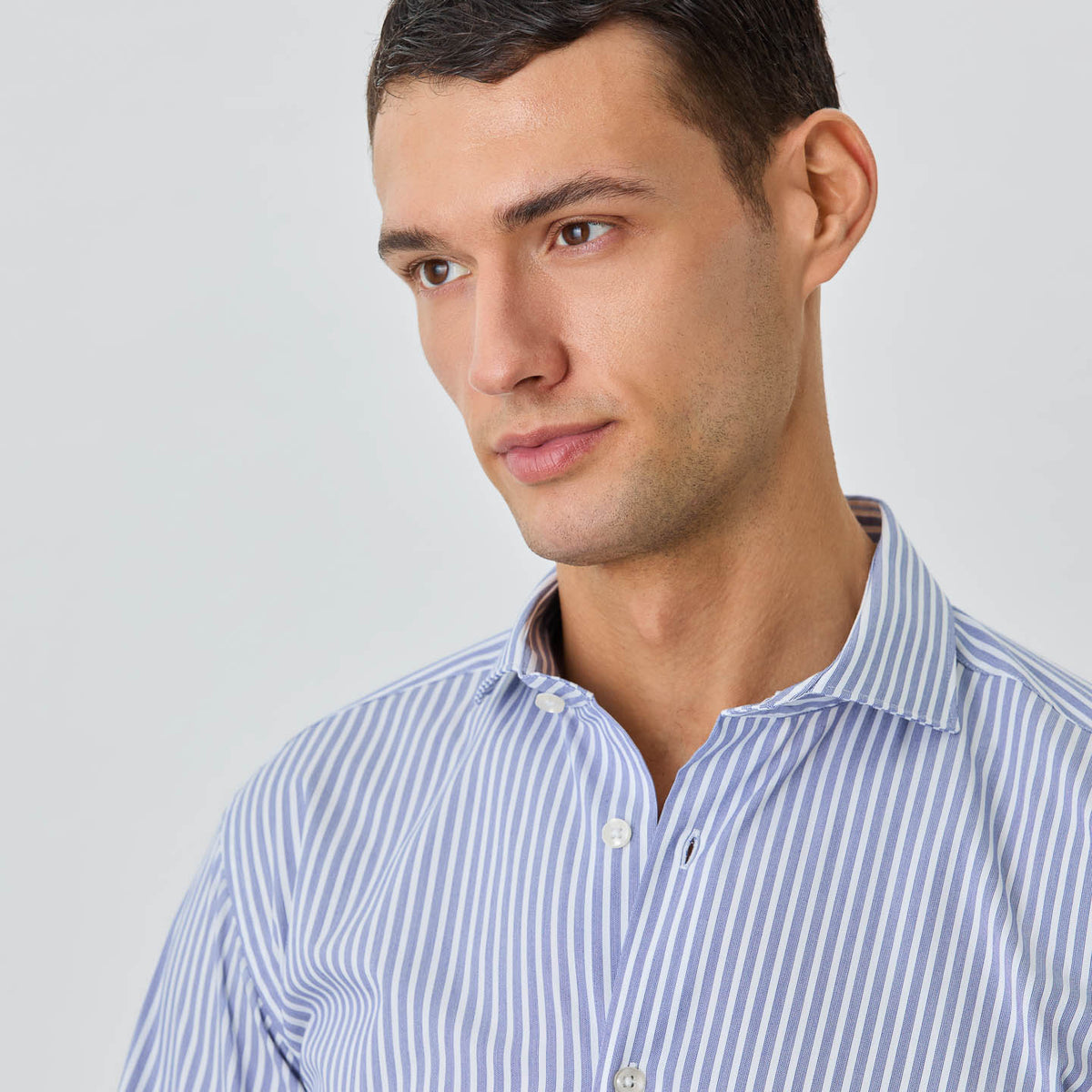 Slim Fit Shirt With Dublin Collar In Cotton Blend With Stripes – Sacoor ...