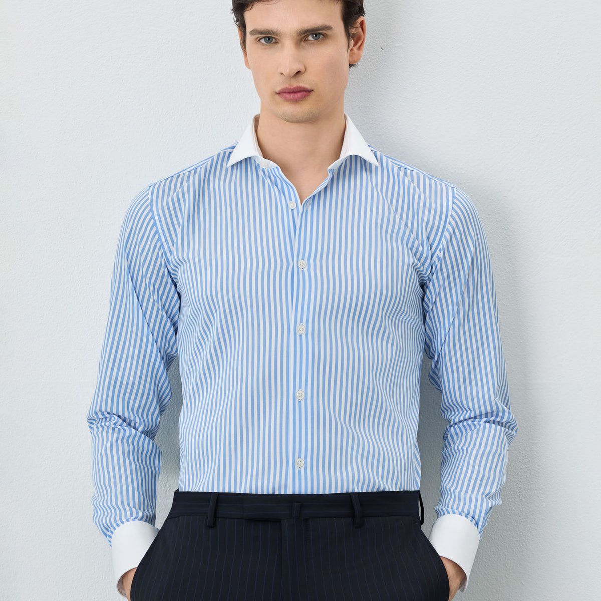 Slim Fit Shirt With Dublin Collar In Cotton With Stripes – Sacoor ...