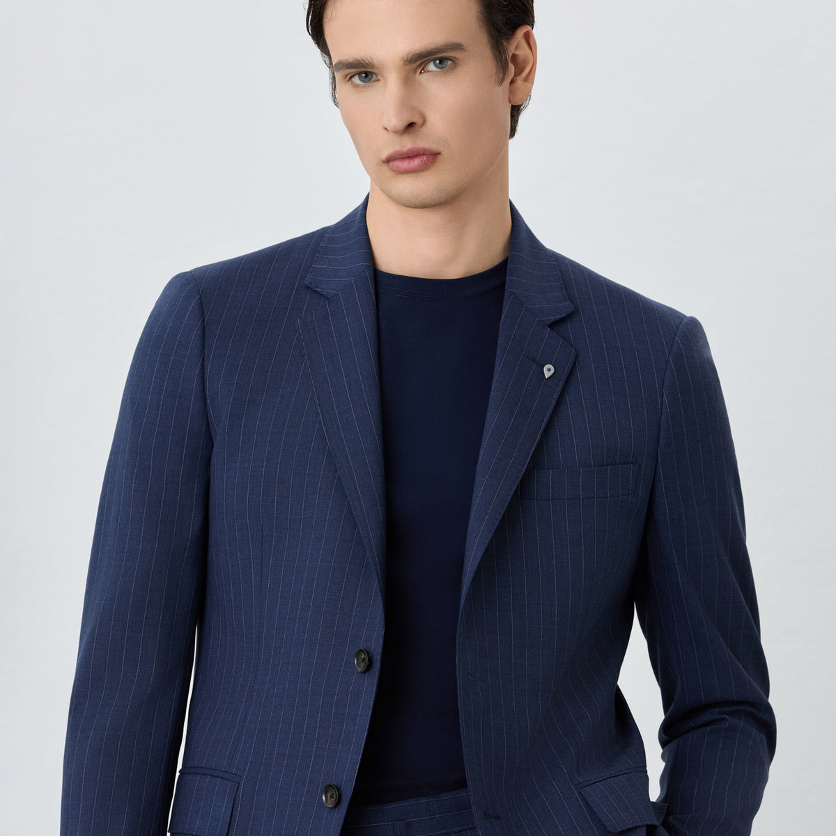 Slim Fit Premium Suit In Super Fine Wool With Stripes – Sacoor Brothers ...